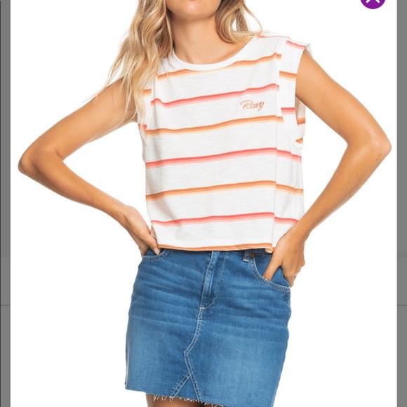 Roxy | Tops | Roxy Snow White Sunrise Stripe Colorful Rain Tank Nwt ...